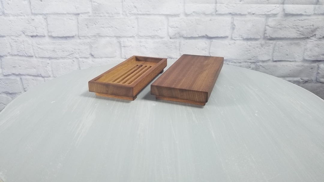 Teak Raised Trays Set of 2 - Kitchen Bathroom Organizers, Minimalist ...
