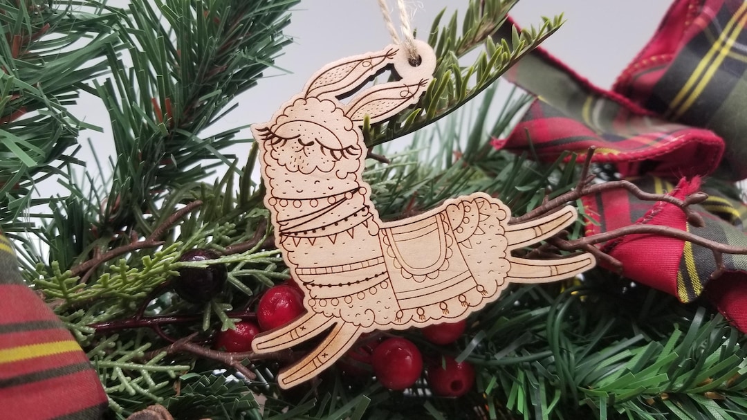 Llama Christmas Tree Ornament - Unfinished You Paint Option, Sip and ...