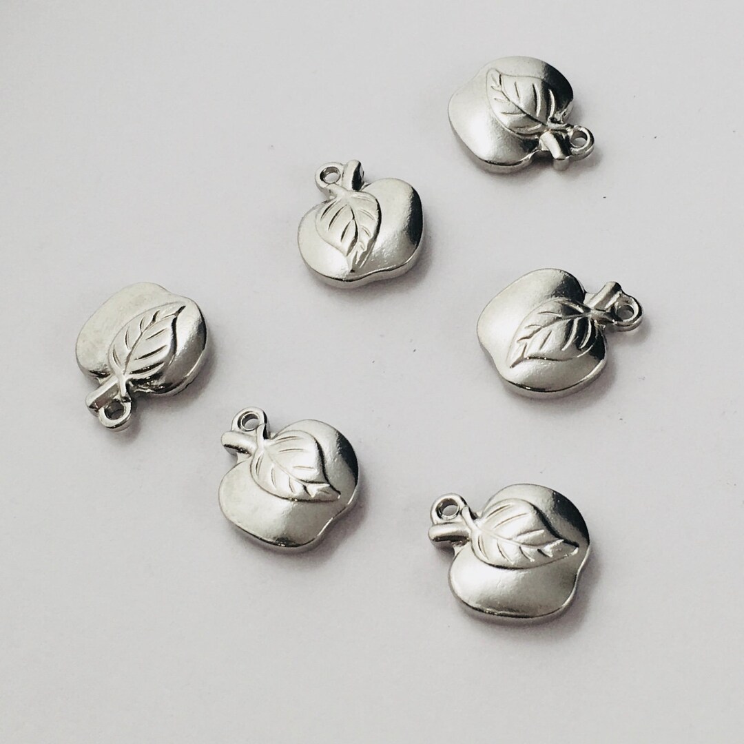 Bulk Stainless Steel Apple Charms, 3D Apple Pendants, Teachers Gifts ...