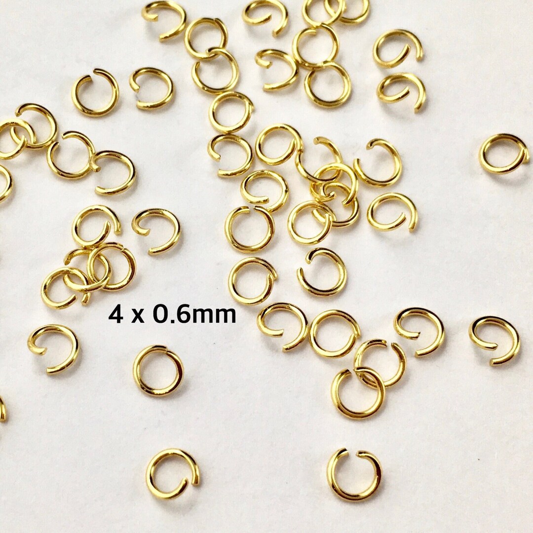 4mm Gold Plated Stainless Steel Jump Rings, 4x0.6mm 22 Gauge Open Jump ...