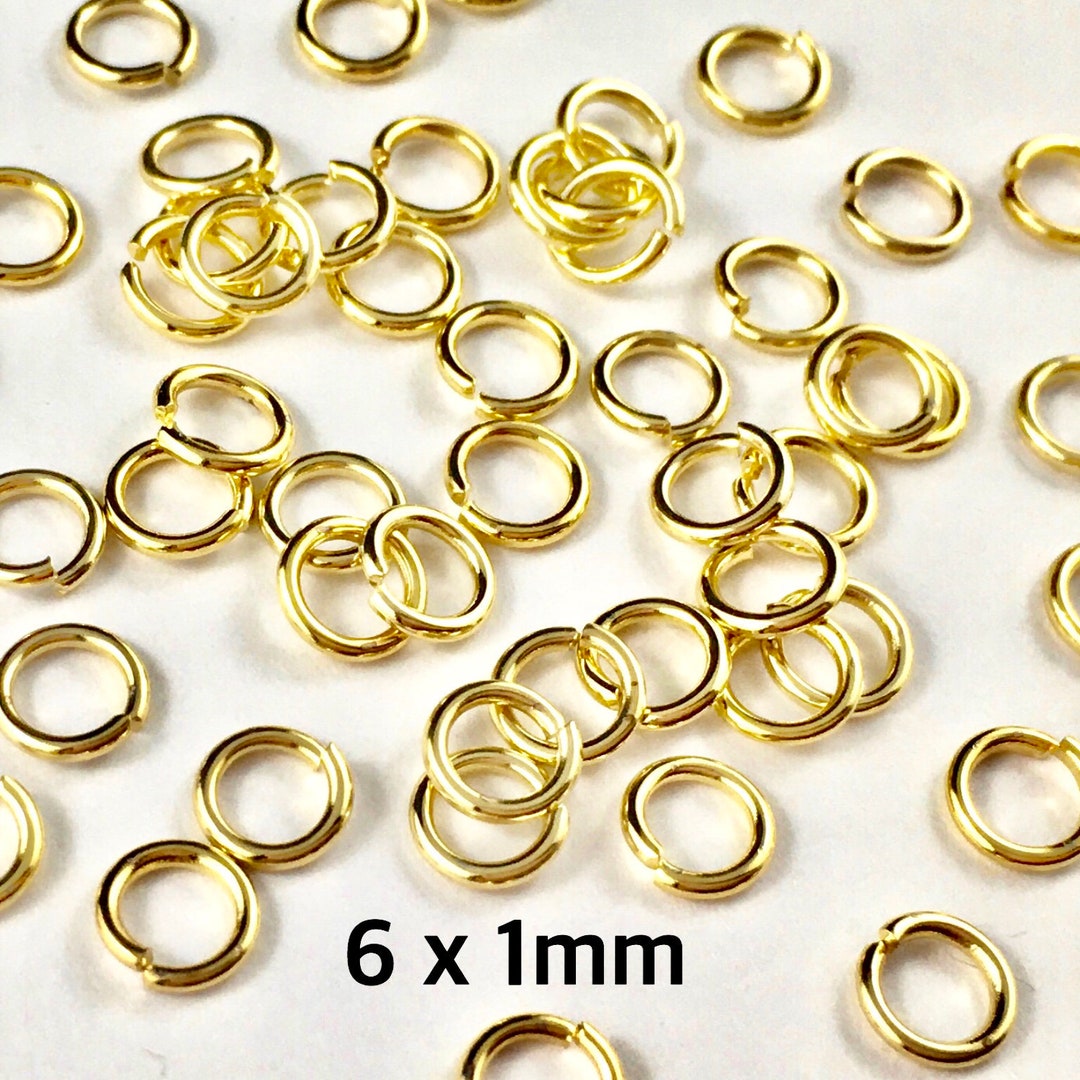 6mm Jump Rings, Gold Plated Stainless Steel, 6x1mm 18 Gauge Closed ...