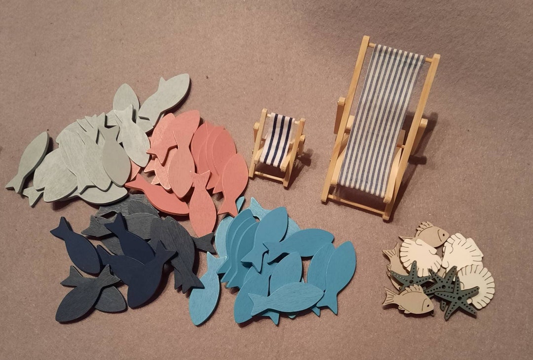 Miniaturen, Liegestuhl, Holz Streu Fische, Liegestuhl, Holz Streu ...