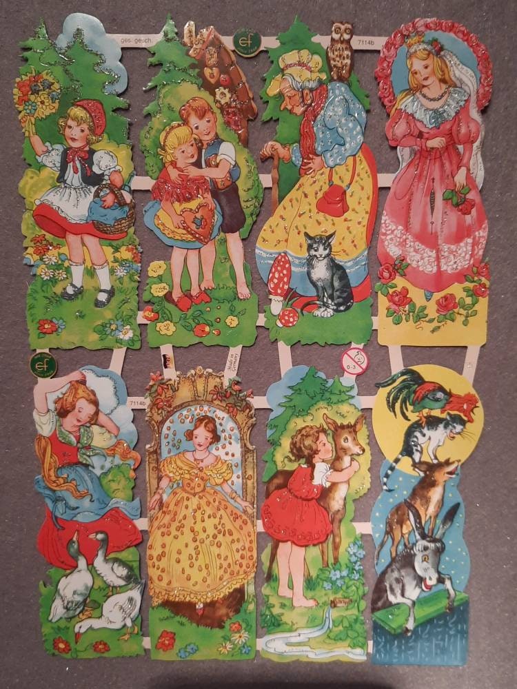 Glanzbilder Poesie Nostalgie Zwerge Märchen 6 verschiedene | Etsy