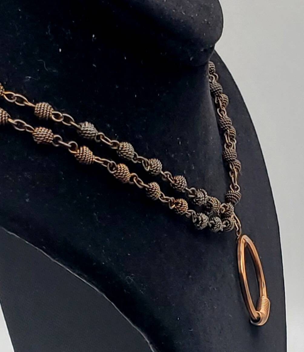 Vintage Copper Double Strand Chain With Copper Pendant Necklace - 20 ...