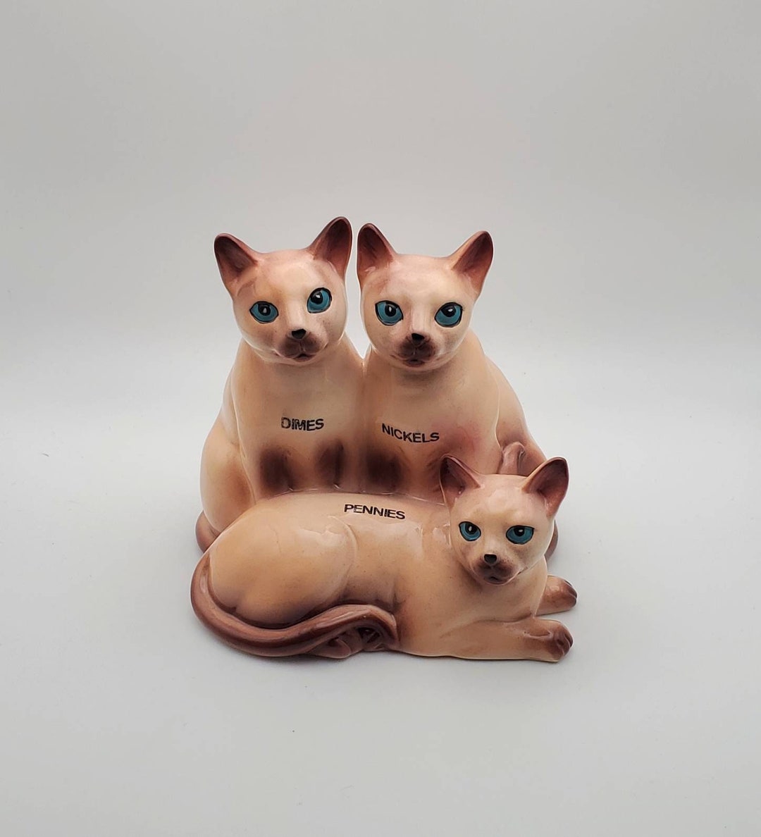 Vintage Ceramic Siamese Cats Coin Bank - Etsy