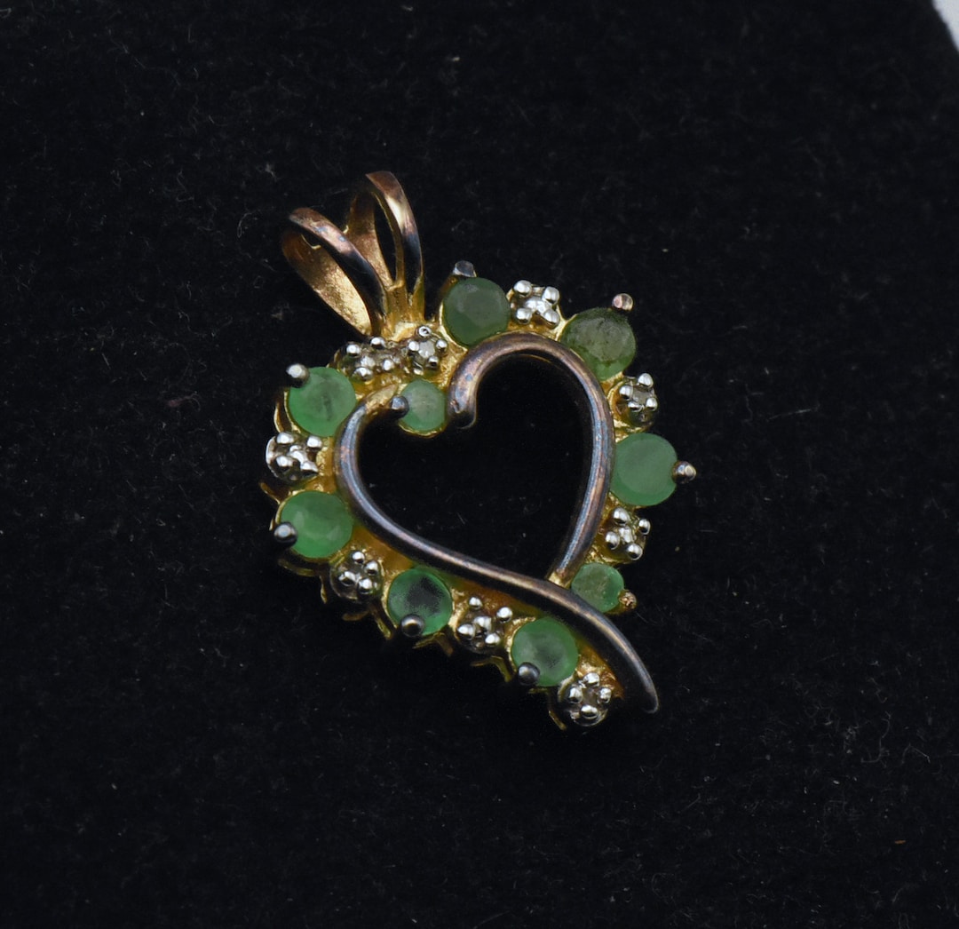 Ross-simons - Vintage Emerald and Diamonds Gold Tone Sterling Silver ...