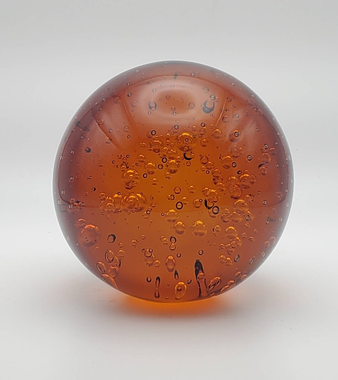 Vintage Large Amber Glass Controlled Bubble Sphere Paperweight - Etsy