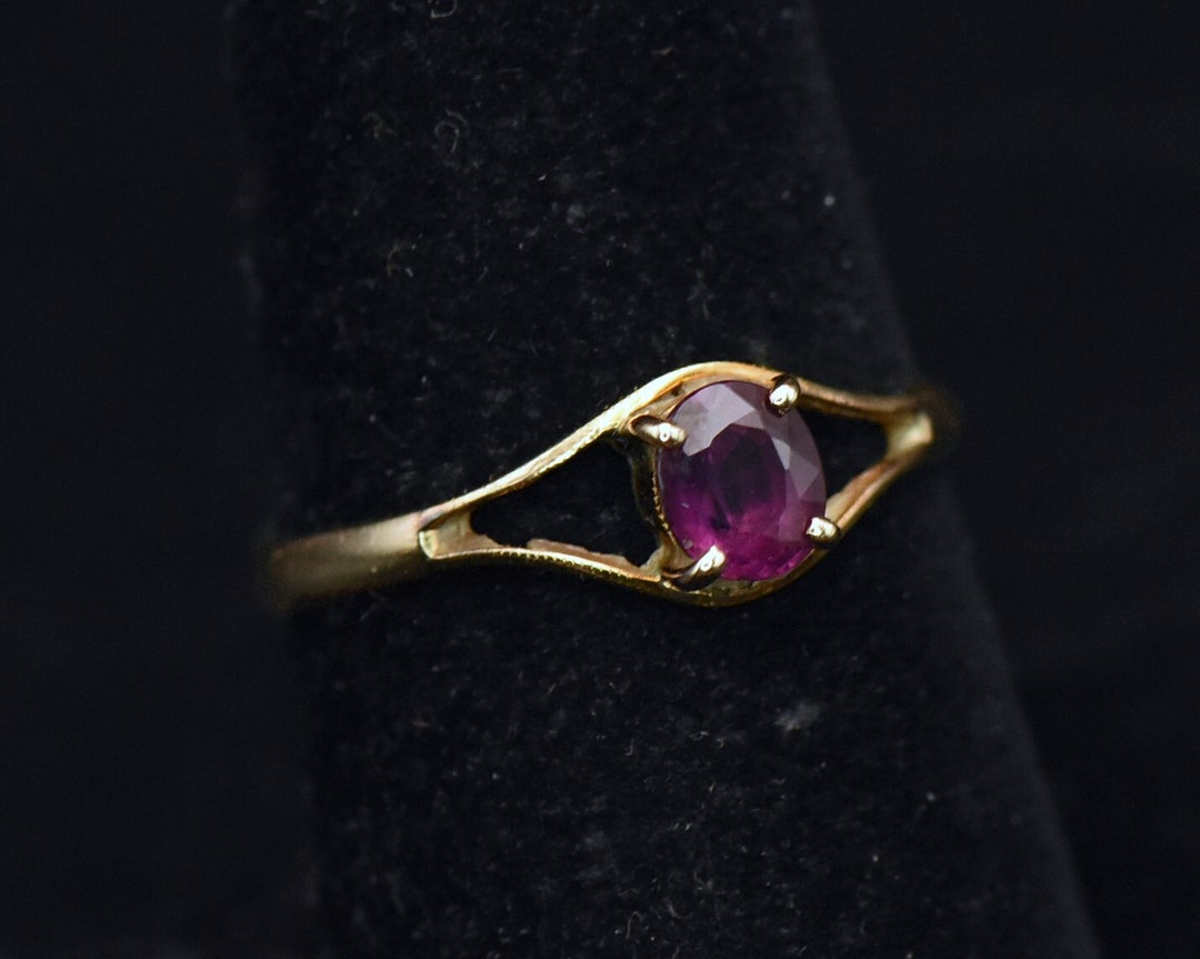 Vintage 14K Gold Ruby Ring Size 7.25 - Etsy