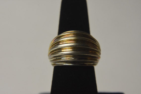 HEAVY Sterling Silver Horizontal Ridge Ring - Size 7 - Gem
