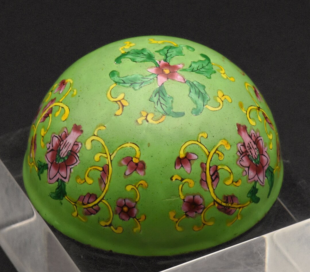 Vintage Metal Hand Painted Enamel Round Bottom Bowl - Etsy