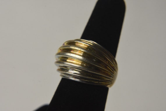 HEAVY Sterling Silver Horizontal Ridge Ring - Size 7 - Gem