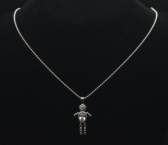 Sterling Silver Stick Figure Pendant on Sterling Silv… - Gem