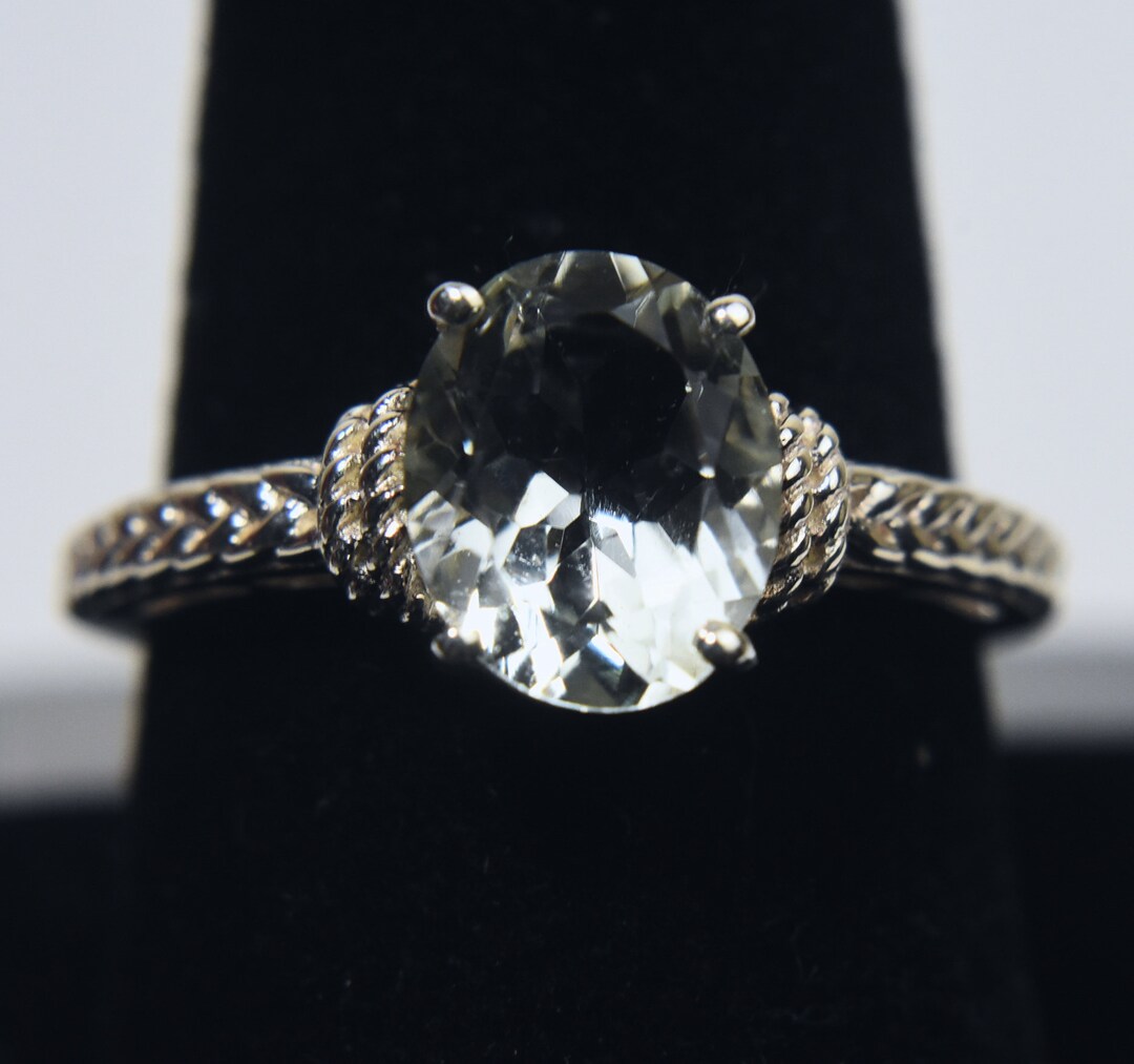 Sterling Silver Ring With Very Light Yellow Stone - Size 9 - Etsy