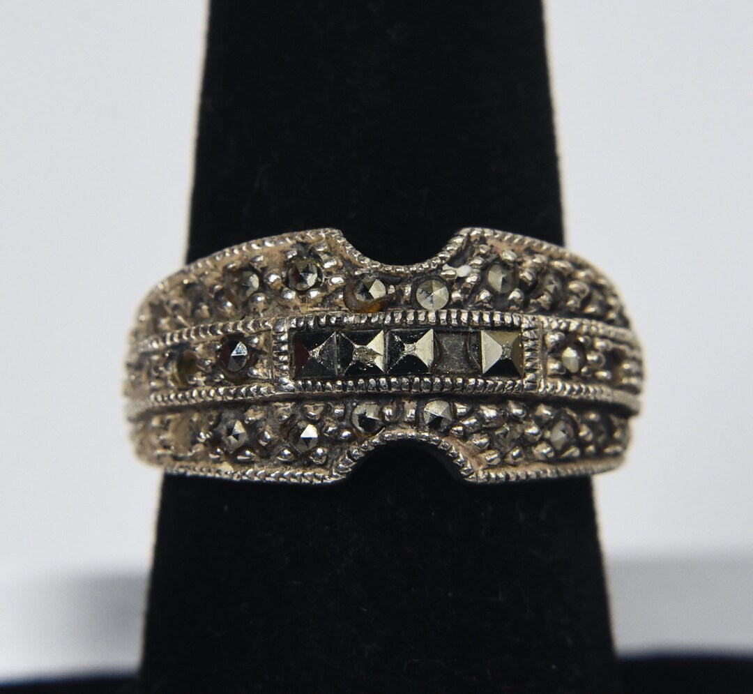 Judith Jack - Vintage Sterling Silver Marcasite Art Deco Design Ring ...