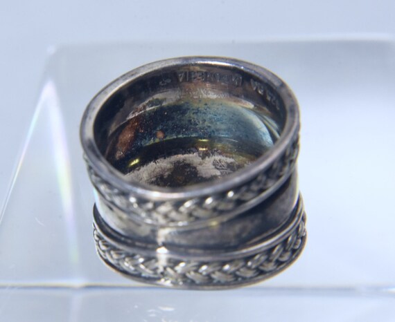 Sterling Silver Indonesian Wide Band Ring - Size 6 - Gem