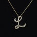 14k Gold Cubic Zirconia Cursive l Pendant on 14k Gold Chain Necklace - Etsy