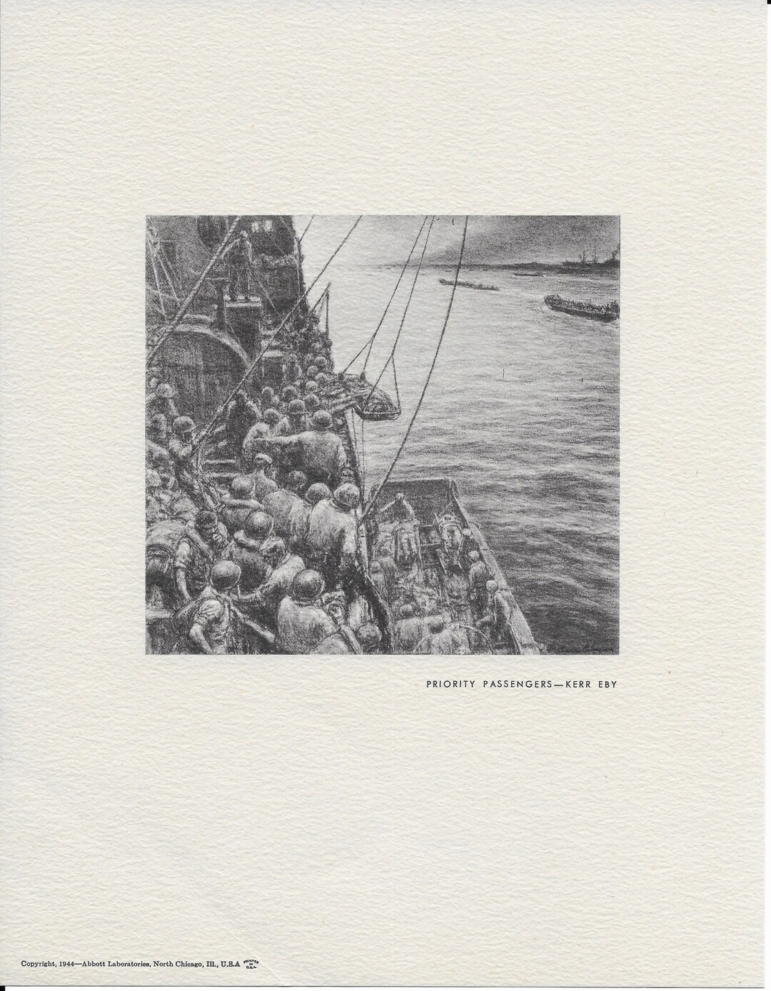 Vintage WWII Medical Art Lithograph "priority Passengers" by Kerr Eby ...