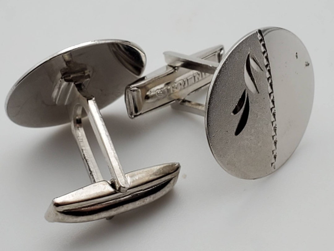 Vintage Half-polished Half-brushed Sterling Silver Round Cufflinks - Etsy