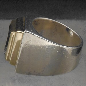 Vintage Handcrafted Italian Sterling Silver and 22k Gold CZ Ring - Size ...