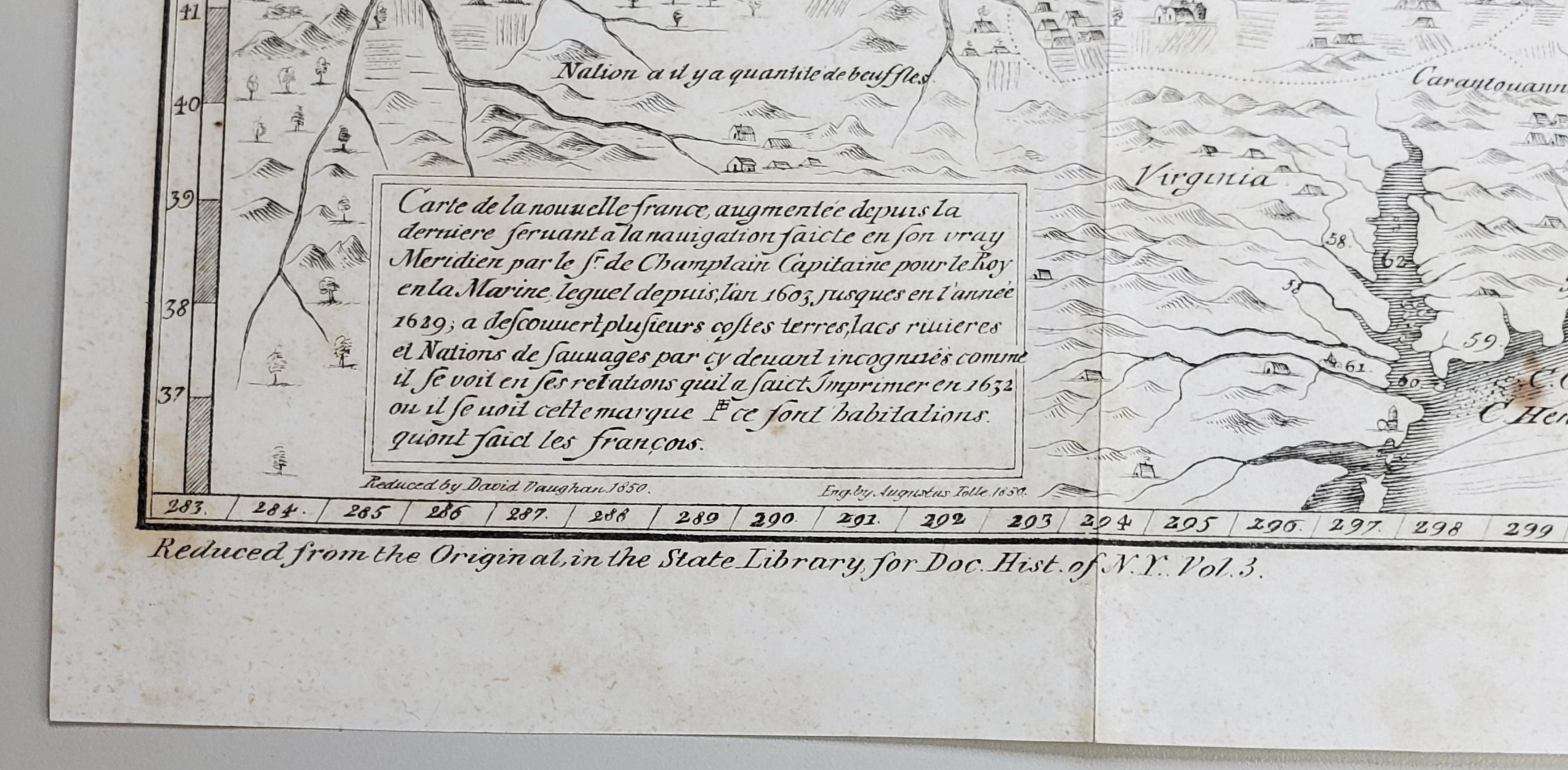 Antique "champlain's Map of New France 1632" 1850 Facsimile - Etsy