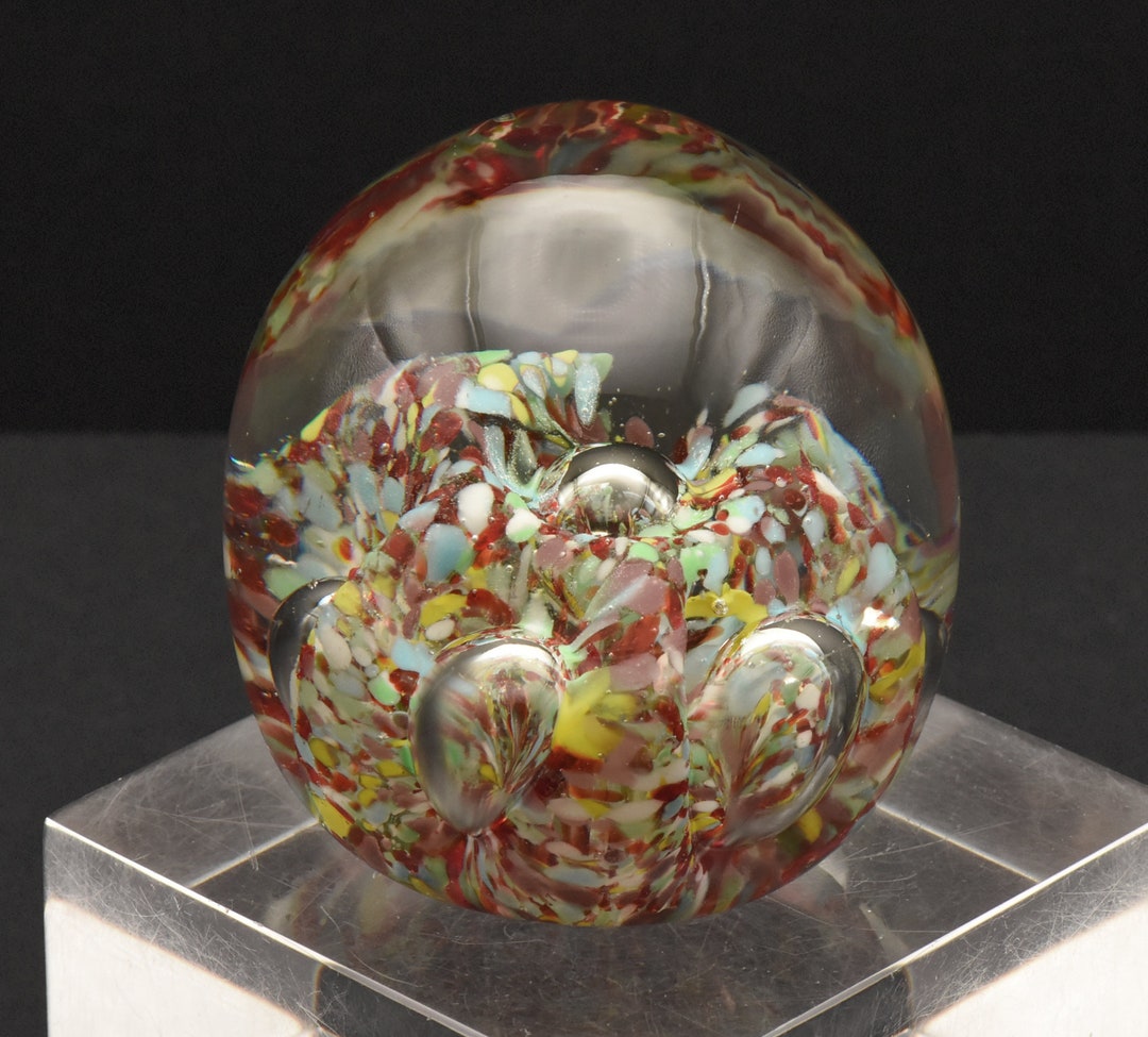 Vintage Handmade Glass Colorful "confetti" Paperweight - Etsy