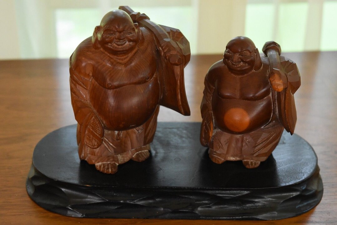 Pair of Ichii Ittobori Hotei Wood Carved Figures - Etsy