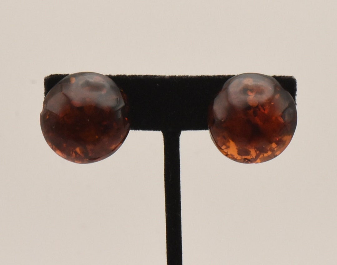 Vintage Amber Clip on Earrings - Etsy
