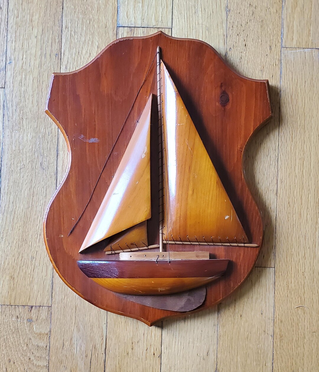 Vintage Handmade Prison Inmate Folk Art Carved Wood Sailboat Plaque - Etsy
