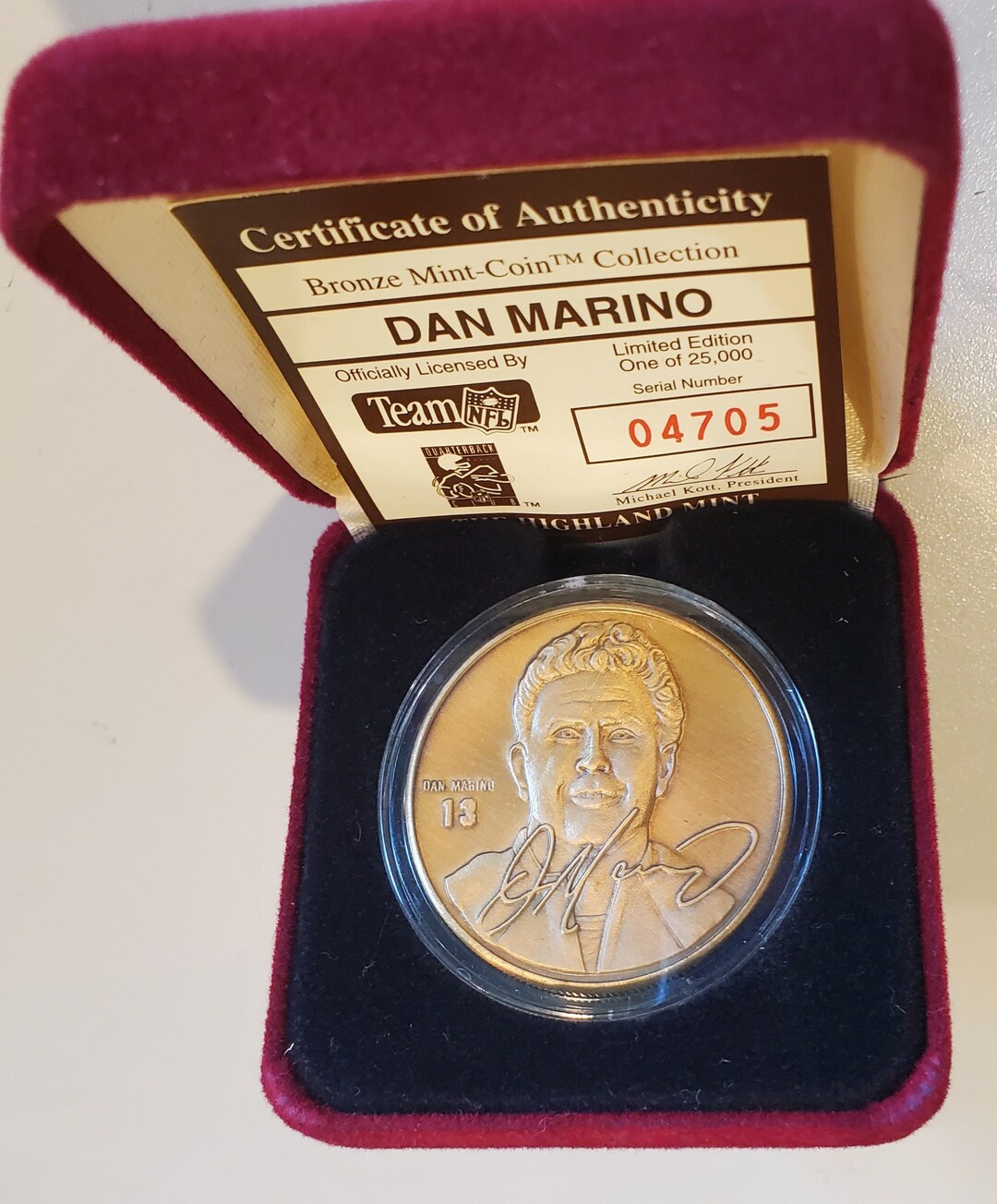 The Highland Mint - Dan Marino Limited Edition Official Bronze Coin - Etsy