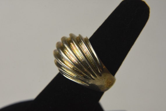 HEAVY Sterling Silver Horizontal Ridge Ring - Size 7 - Gem