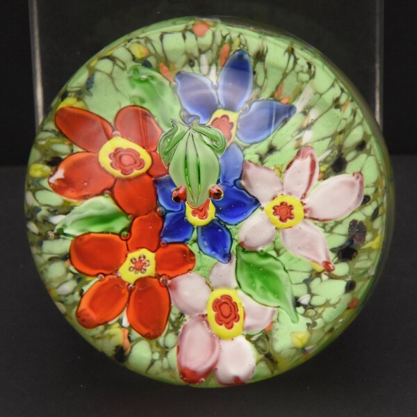 Vintage Flowers Paperweight Glass - Etsy