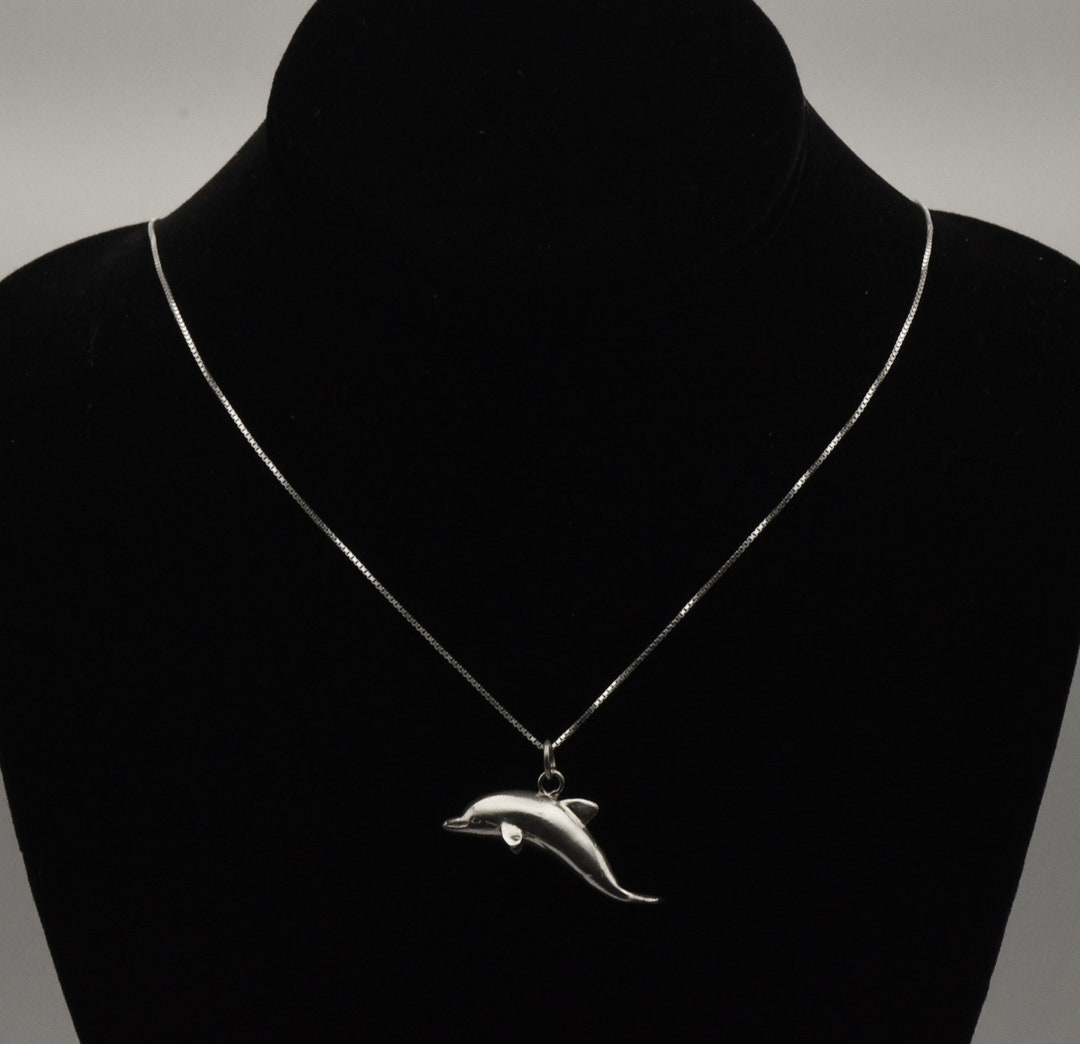 Vintage Sterling Silver Dolphin Pendant Chain Necklace - 30" - Etsy