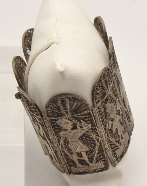 Vintage Silver Filigree Ancient Egyptian Motif Bracel… - Gem