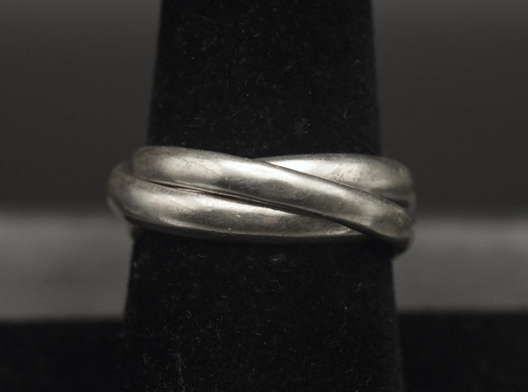 Vintage Handmade 950 Silver Interlocking Bands Ring - Size 8 - Etsy