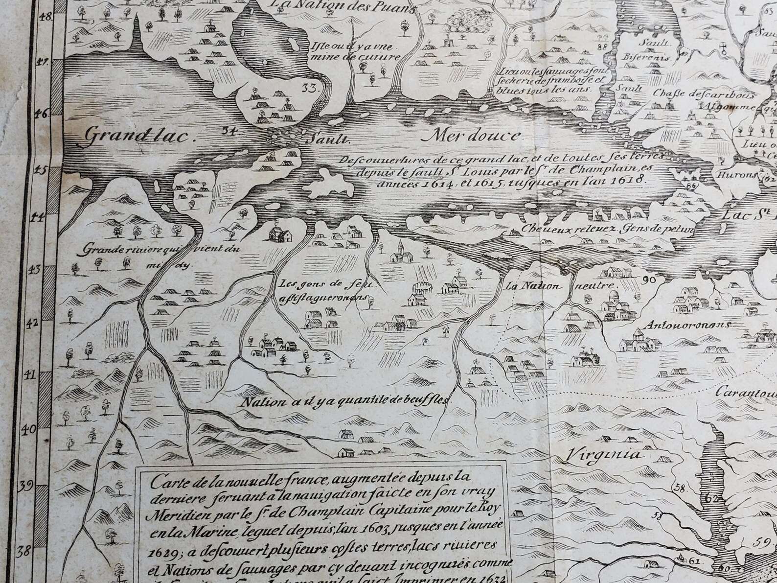 Antique "champlain's Map of New France 1632" 1850 Facsimile - Etsy