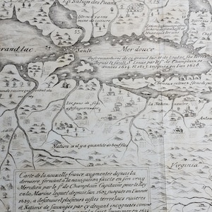 Antique "champlain's Map of New France 1632" 1850 Facsimile - Etsy