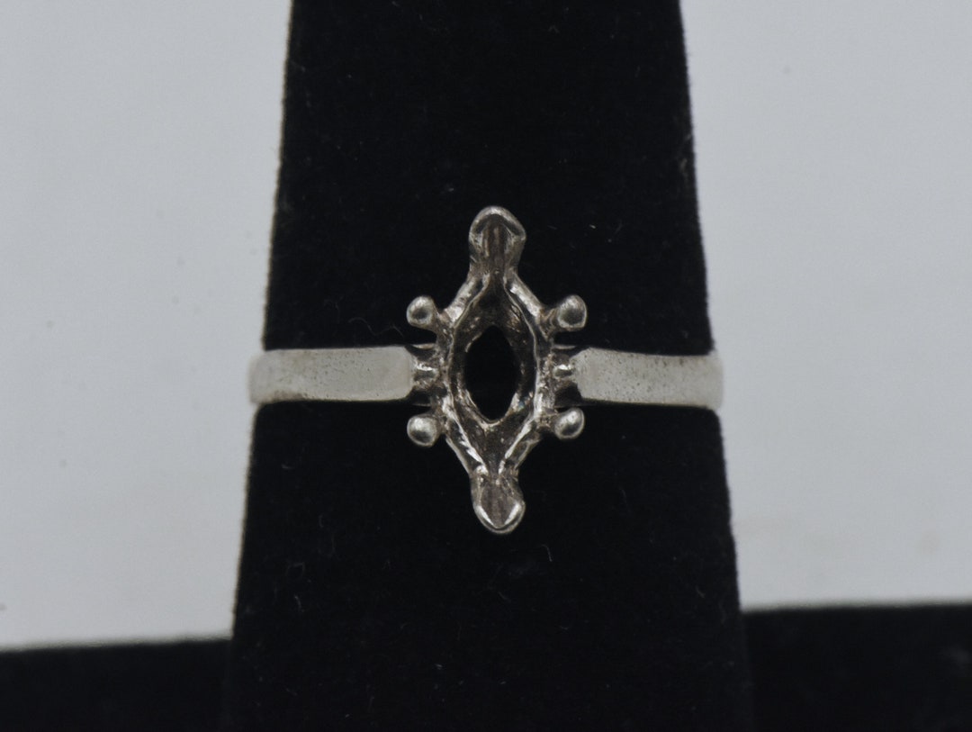Vintage Sterling Silver Unset Ring for Marquise Cut Stone - Size 7 - Etsy