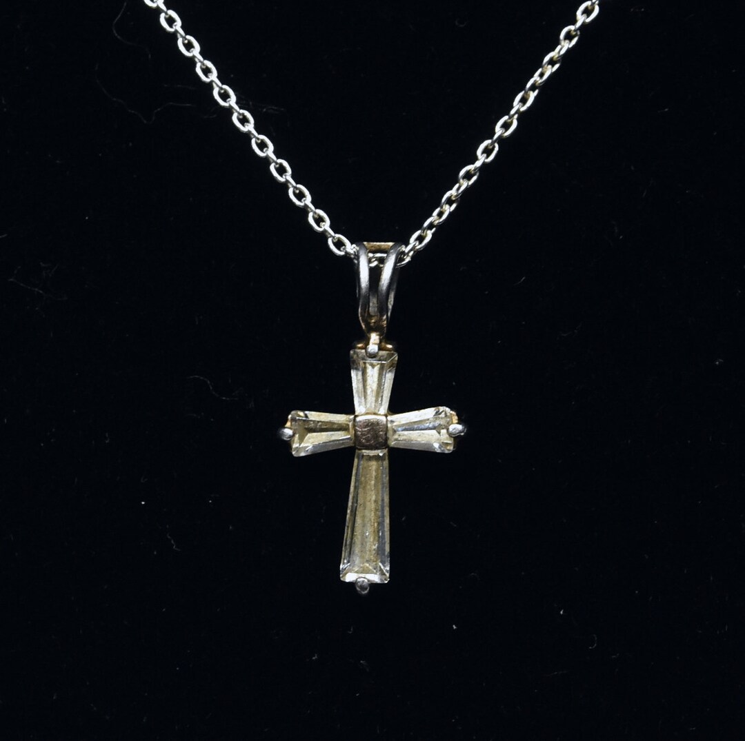 Ross-simons - Sterling Silver Cubic Zirconia Cross Pendant on Sterling ...