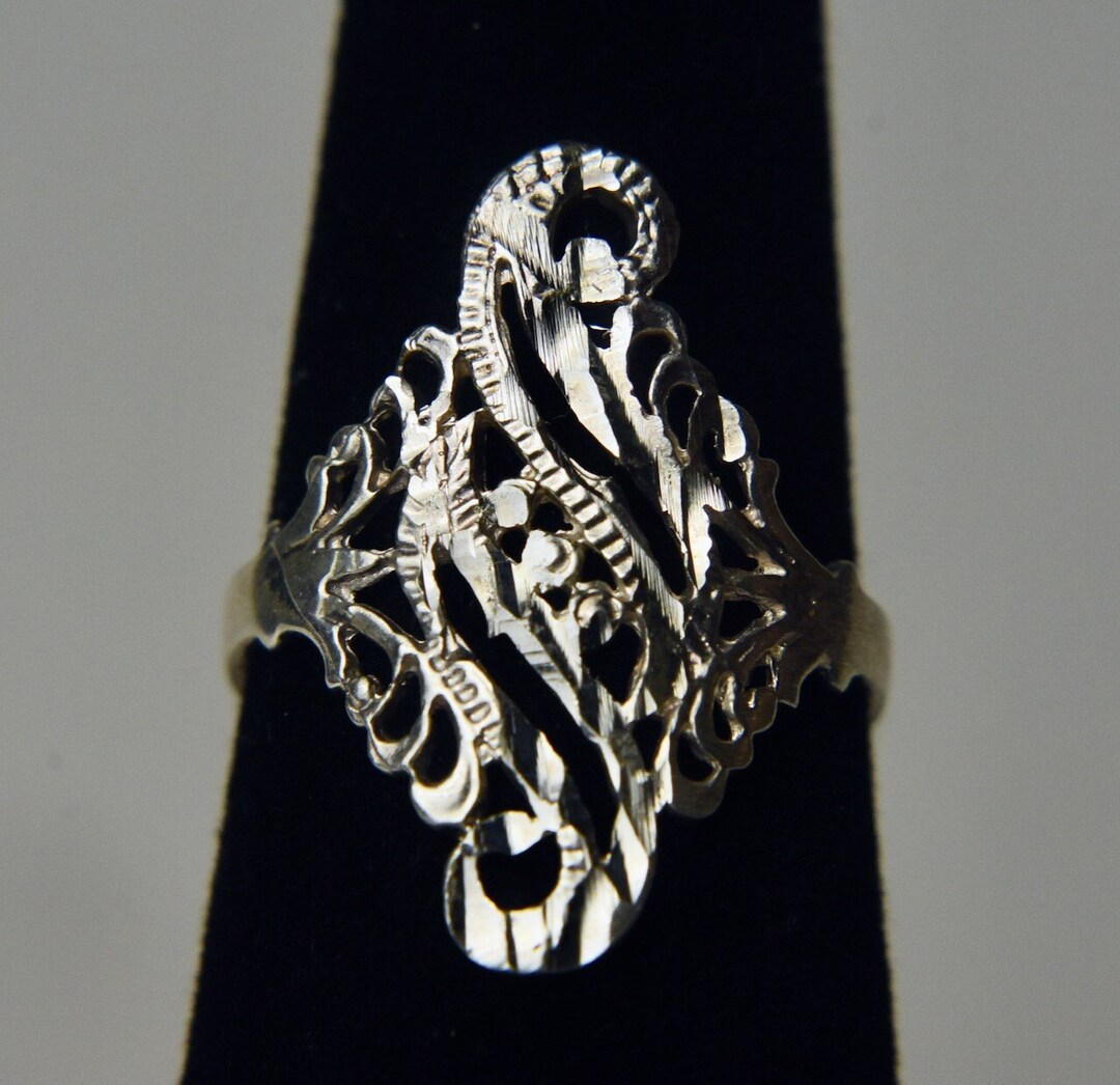 Sterling Silver Pierced Laser Cut Design Ring - Size 7 - Etsy