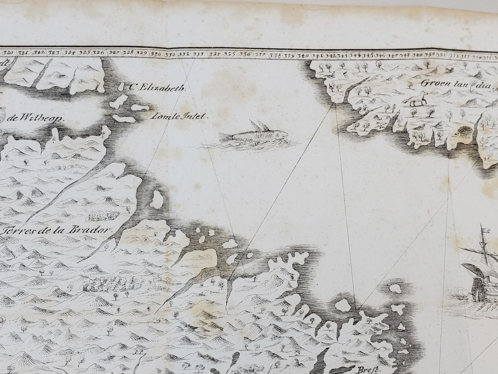 Antique "champlain's Map of New France 1632" 1850 Facsimile - Etsy
