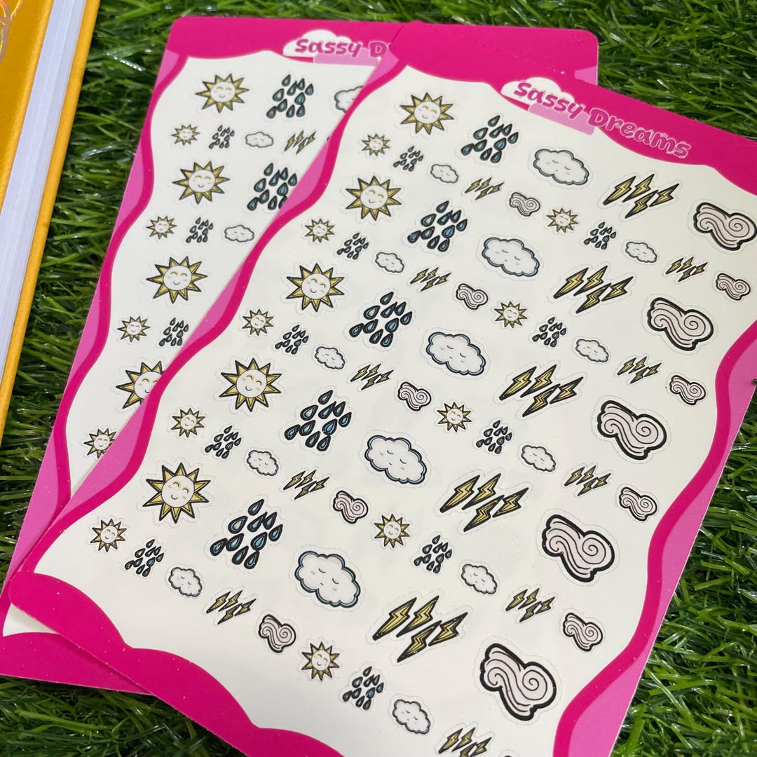 Cute Weather Tracking Stickers, Kawaii Weather Stickers, Weather ...
