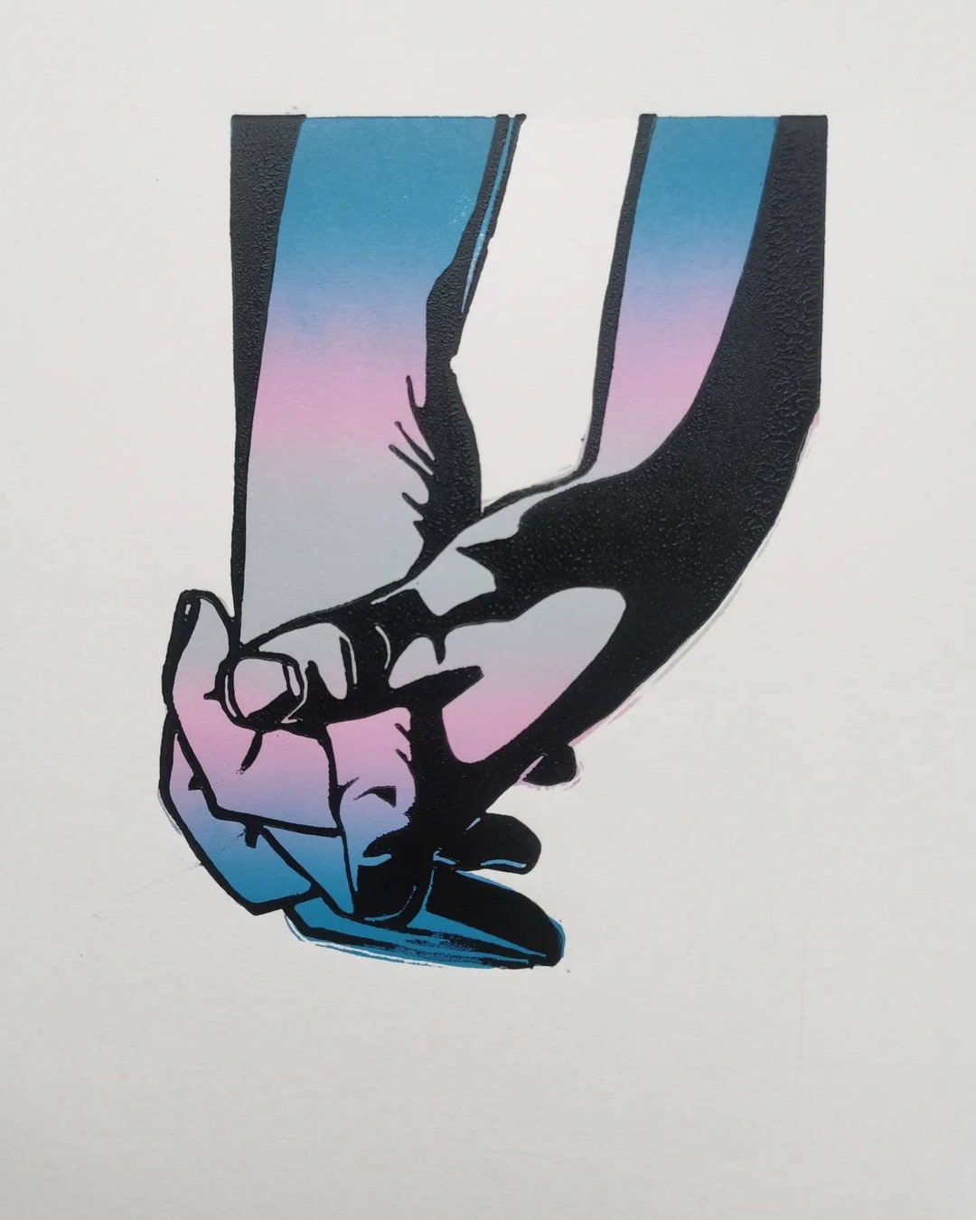 Handprinted Linocut of Holding Hands Entitled 'together'. A4, Unframed ...