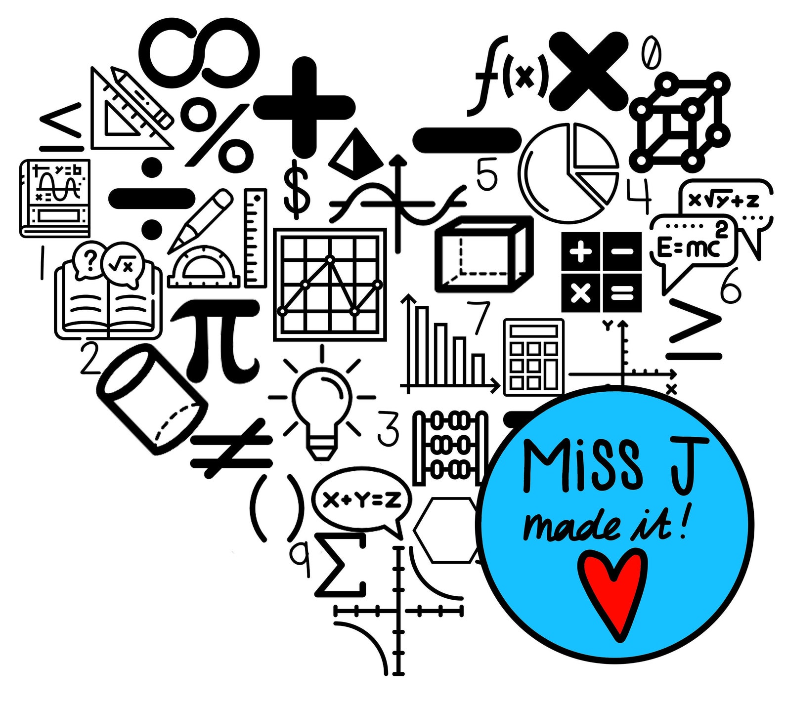 I Love Math Math Heart PNG JPEG SVG - Etsy