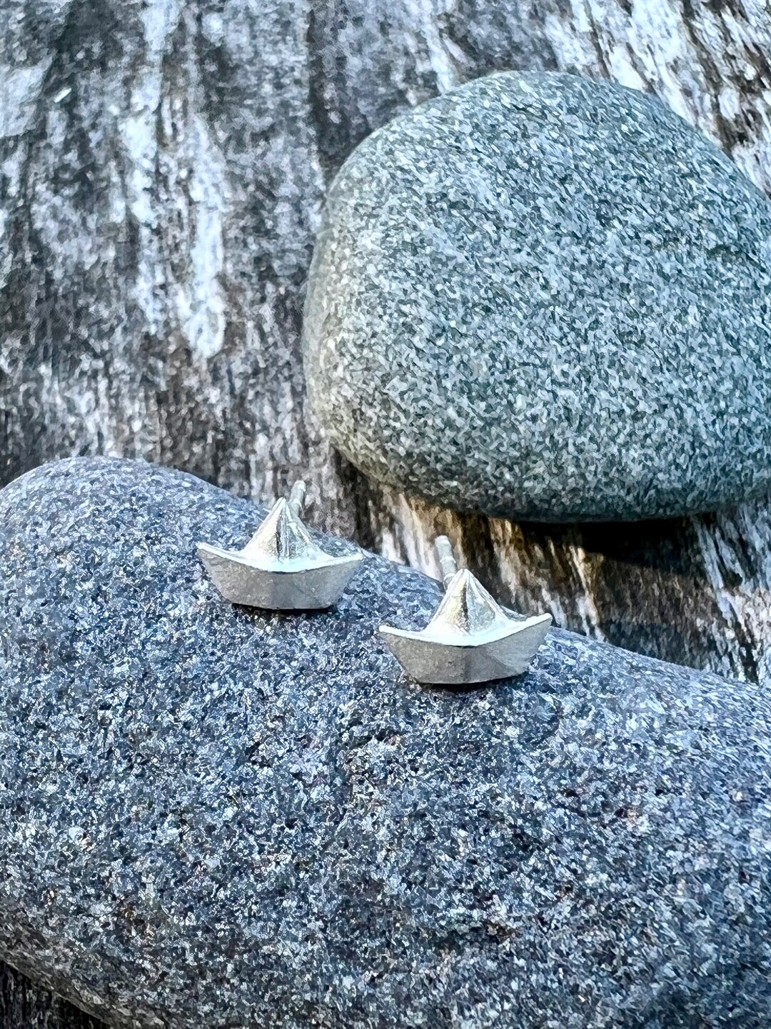 Ebb and Flow Stud Earrings Paper Sailboat Small Silver Plated, Paper Boat Stud Earrings Ship ...