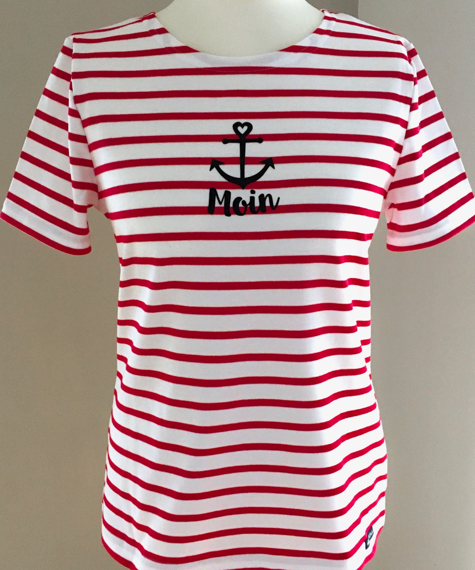 Women's T-shirt Moin Maritime Red White Striped | Etsy