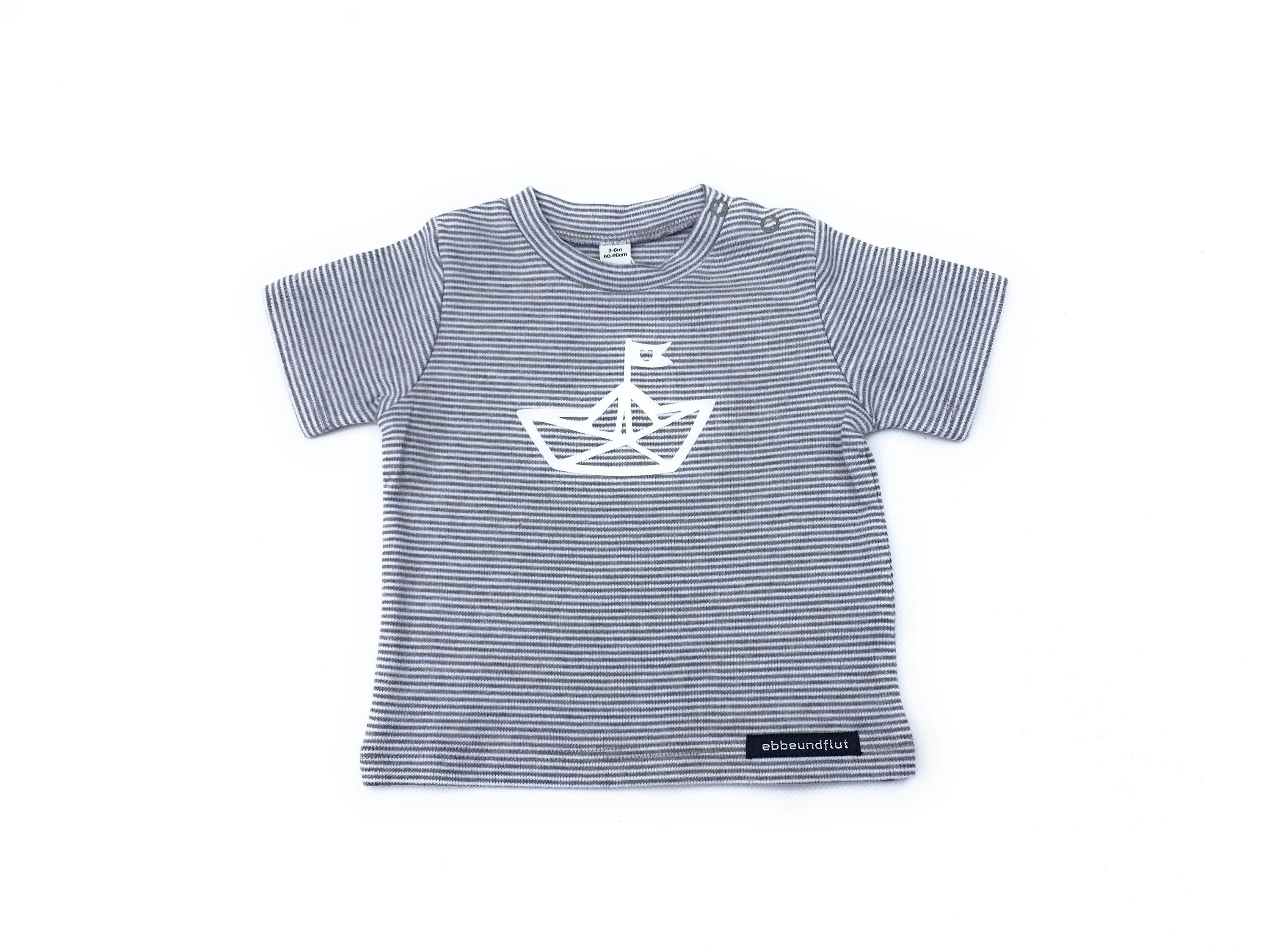 Maritime Baby Shirt Paper Boat Gray White Fair Trade Organic Maritime Baby Shirt Paper Boat Gray White Fair Trade Organic