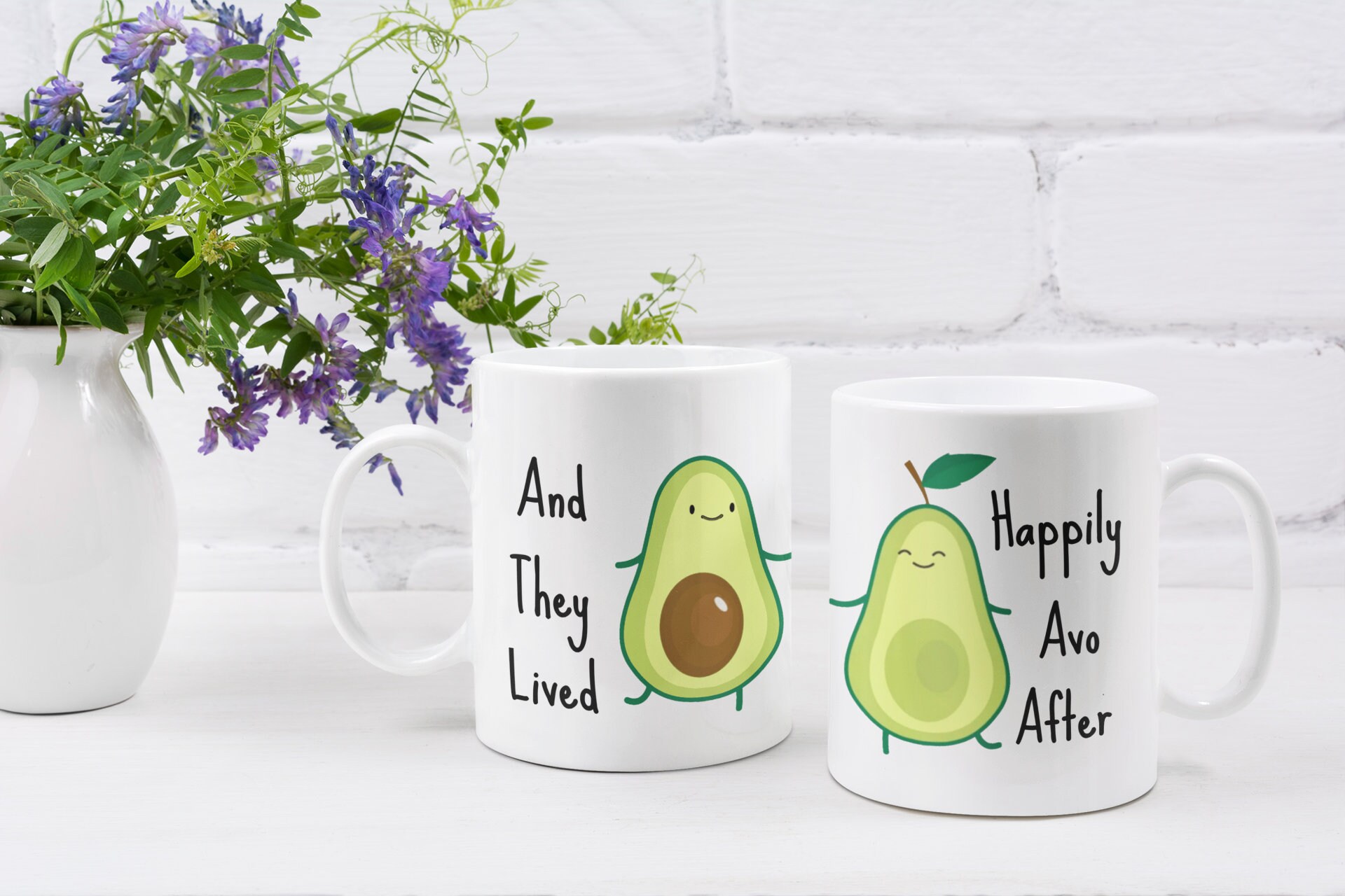 Avocado Couple Mug Set, Tea Cup, Funny Couples Coffee Mugs, Wedding ...