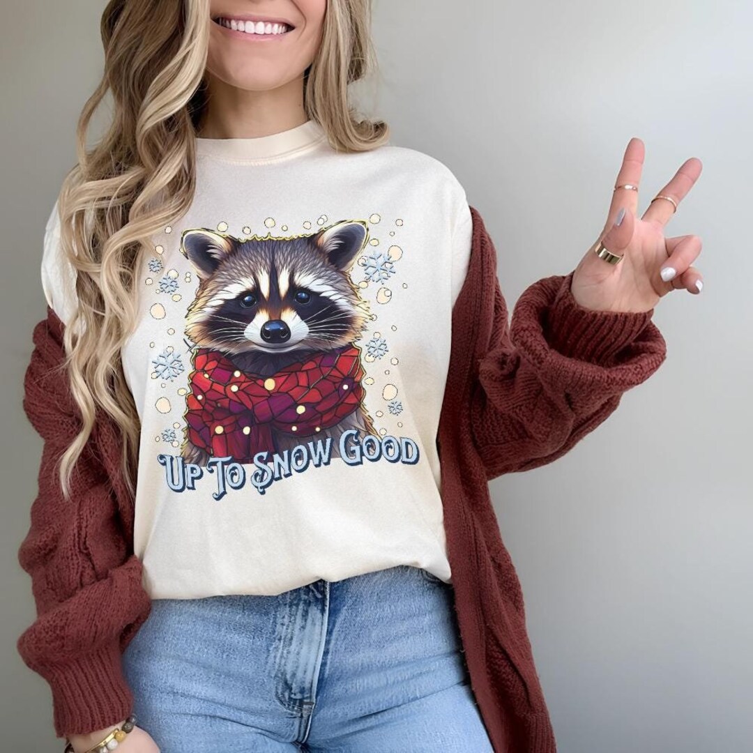 Snow Shirt, Cute Christmas Shirt for Women or Men, Raccoon Christmas ...