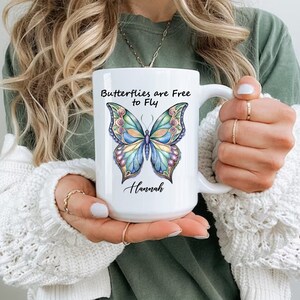 Butterfly Mug, Personalized Gift Idea, Butterflies Are Free to Fly ...