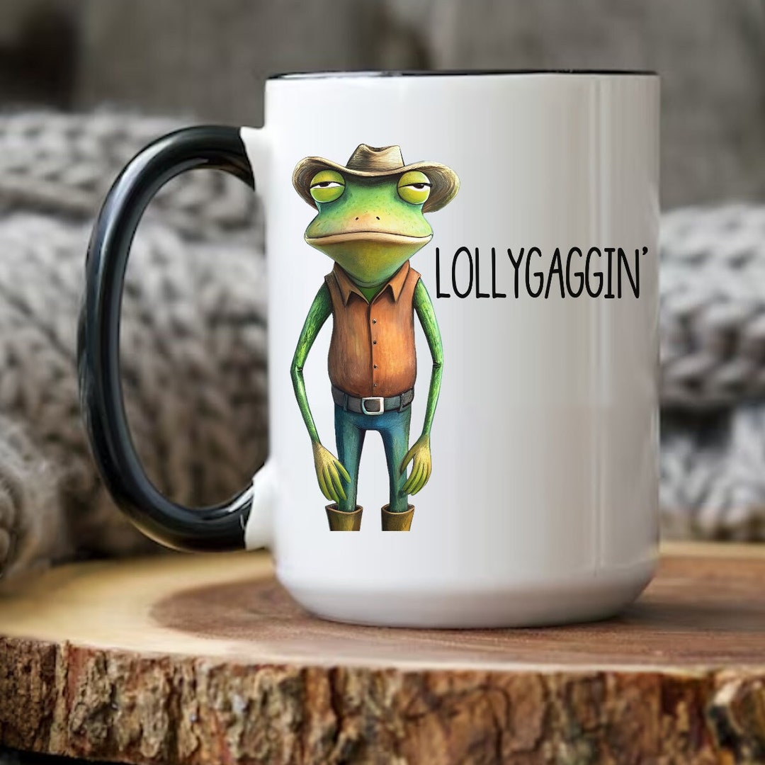 Lollygaggin' Frog Mug, Funny Toad Mug, Cute Frog Gifts, Cowboy Coffee ...